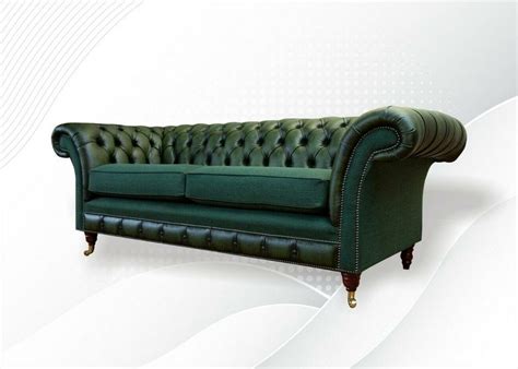 Jvmoebel Chesterfield Sofa Luxus Chesterfield 3sitzer Leder Grün Modern