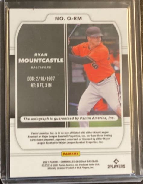 2021 Panini Chronicles Obsidian Autographs O Rm Ryan Mountcastle Au