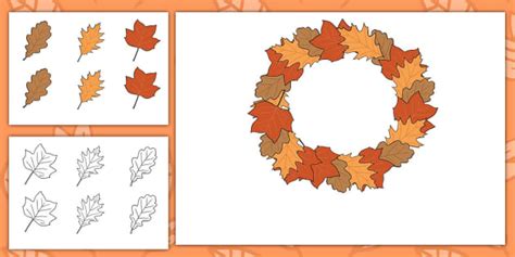 Hojas de otoño para colorear y recortar Teacher Made