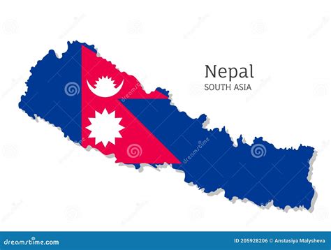 Map Of Nepal With National Flag Stock Vector Illustration Of Asean