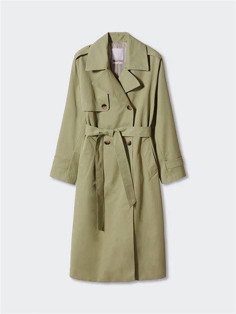 Mango Double Breasted Trench Coat In Khaki Endource