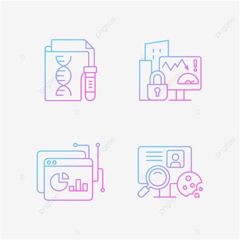 Vector Icons Set Featuring Linear Gradient Sensitive Data Types Vector Simple Genetic