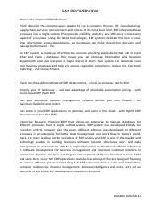 SAP PP Docx SAP PP OVERVIEW What Is The Simplest ERP Definition Think About All The Core