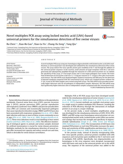 Pdf Novel Multiplex Pcr Assay Using Locked Nucleic Acid Lna Based
