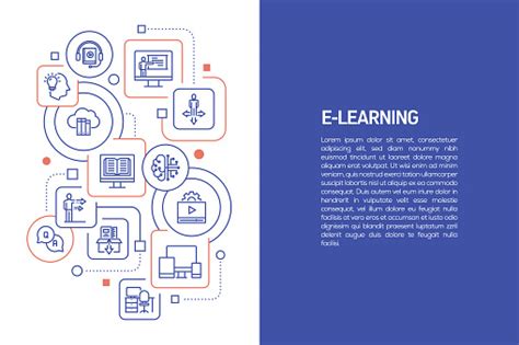 E러닝 컨셉 아이콘이 있는 E러닝의 벡터 일러스트 교습에 대한 스톡 벡터 아트 및 기타 이미지 교습 추상적인 0명 Istock