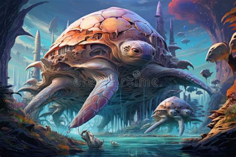 ancient sea turtles carrying entire ecosystems on their colossal