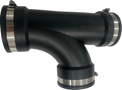 Aqua Universe 3 Flexible Rubber Tee With Clamps 3 Inch Black Rubber