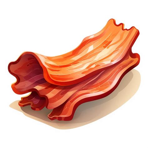Premium Photo A Close Up Of A Piece Of Bacon On A White Background Generative Ai