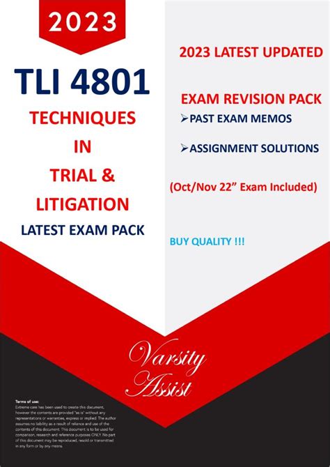 Tli4801 Techniques In Trial And Litigation 2023 Exam Pack⭐⭐⭐⭐⭐this