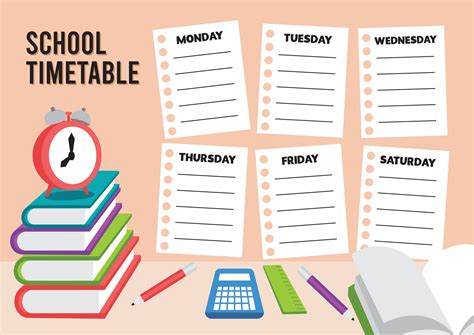 Trendy School Timetable Or Lesson Schedule Template 18848590 Vector Art At Vecteezy