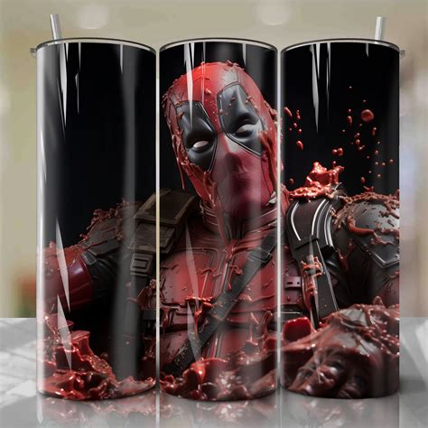 20 Oz Tumbler Wrap Deadpool Tribute Art Dark Humor And Chaos In Com