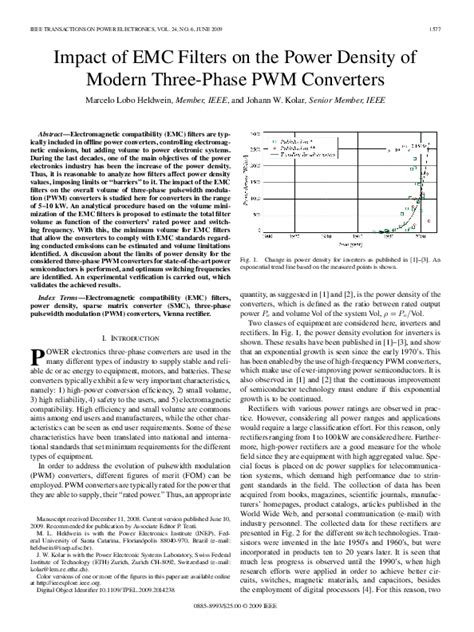 Pdf Impact Of Emc Filters On The Power Density Of Modern Three Phase