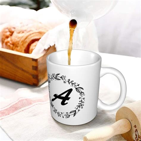 Taza de café personalizada con inicialletra de nombre de doble cara divertida y bonita taza de