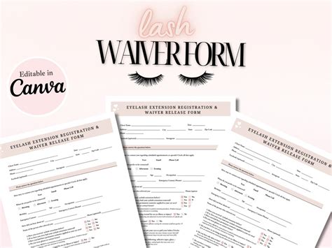 Editable Lash Extension Consent Forms Intake Form Waiver Of Liability Form Digital Download