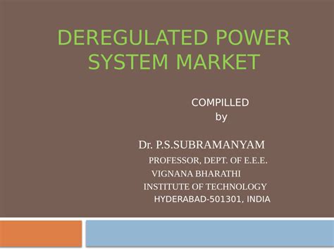 Pdf P S Deregulated Power System Market 5 3 14