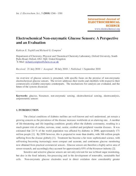 Pdf Electrochemical Non Enzymatic Glucose Sensors A 1248 Electron
