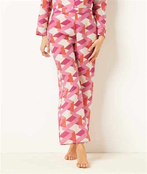 Printed Satin Sleep Pants Elisexetam Terracotta Etam