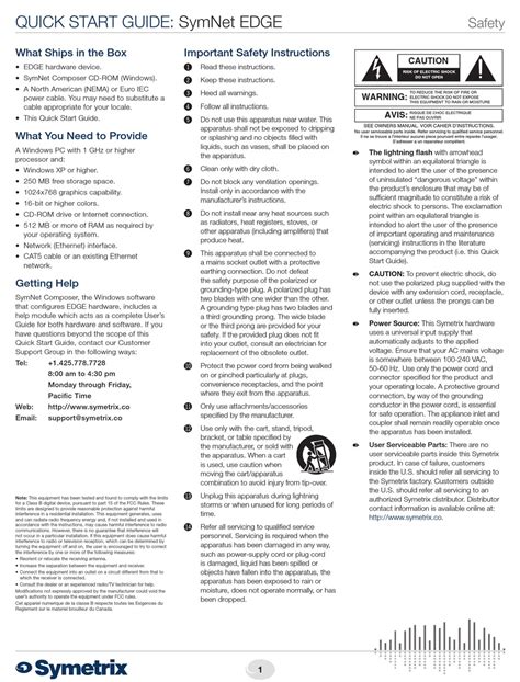 Symetrix Symnet Edge Quick Start Manual Pdf Download Manualslib