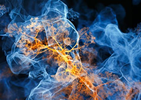 Abstract Neural Network Art Blue And Orange Branching Patterns