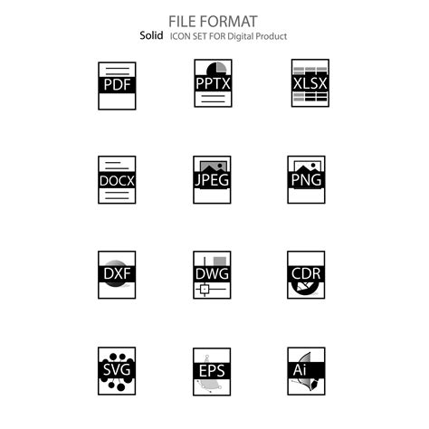 File Format Flat Icon Set Digital Product 16060663 Vector Art At Vecteezy