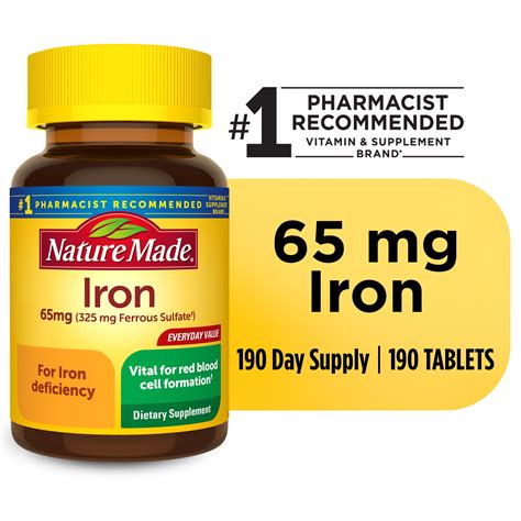 Nature Made Iron Tabs 65 Mg 325 Mg Ferrous Sulfate Dietary