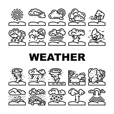 Previsão do tempo chuva sol nuvem conjunto de ícones vetor clima temperatura meteorologia céu