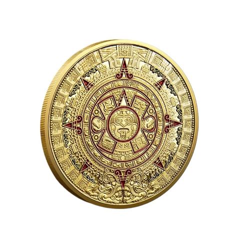 Real Aztec Gold Coin Mexico Mayan Aztec Sun Stone Calendar