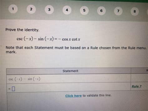 Solved Prove The Identity Csc X Sin X Cos X Cot X Chegg Com