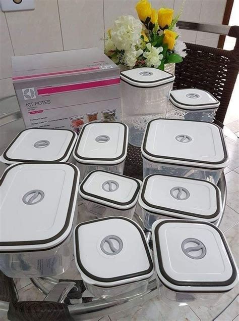 Kit Potes De Vidro Hermético 4 Unidades Tampa Inox Electrolux Aqui