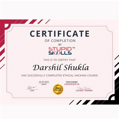 Darshil Shukla On Linkedin Cehv11 Ethicalhacking Certificate Participation