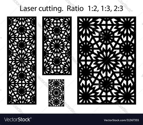 Cnc Privacy Fence Template Set Laser Pattern Set Vector Image