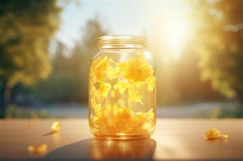 Premium Ai Image A Glass Jar Filled With Radiant Sunshine Capturing