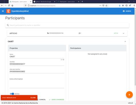 Participants Cannot Be Modified Issue Open Cogsci Omm Server