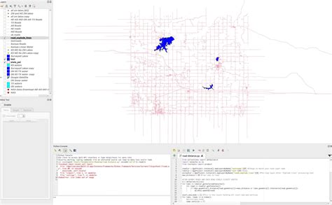 polygon road distances between lakes qgis geographic information