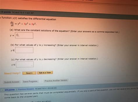 Solved 13 Points Scalcet8 9 1 501 Xp Function Yt