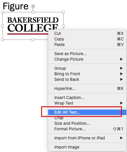 Alt Text In Word Documents Bakersfield College