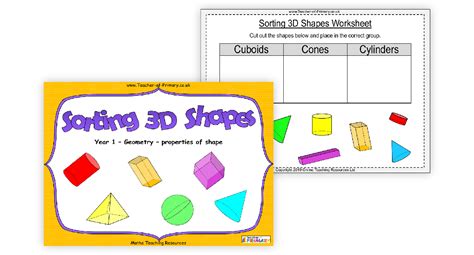 Sorting 3d Shapes Worksheet Maths Year 1