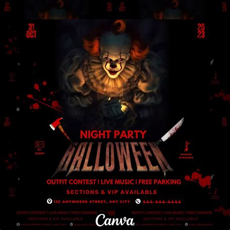 Halloween Party Flyer Social Media Party Announcement Editable