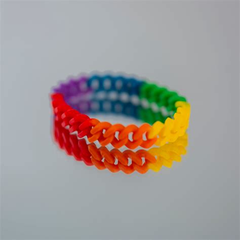 무지개 실리콘 팔찌 사슬형 무지개점