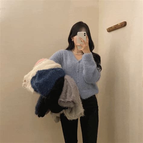 털빠짐x앙고라니트 이래도앙골랑 브이넥 가디건 7col 에이블리