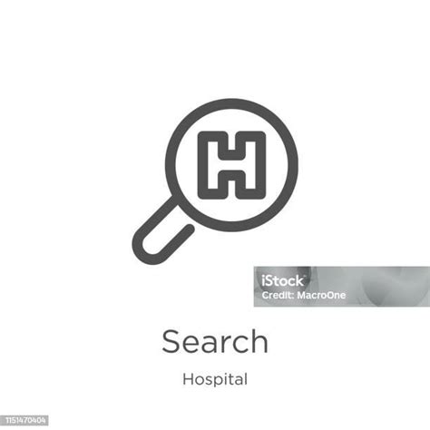 병원 수집에서 검색 아이콘 벡터 얇은 선 검색 개요 아이콘 벡터 일러스트 레이 션입니다 웹 사이트 디자인 및 모바일 앱 개발을 위한 개요 얇은 라인 검색 아이콘 0명에 대한