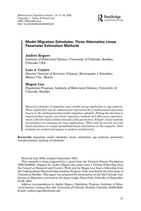 Pdf Model Migration Schedules Three Alternative Linear Parameter