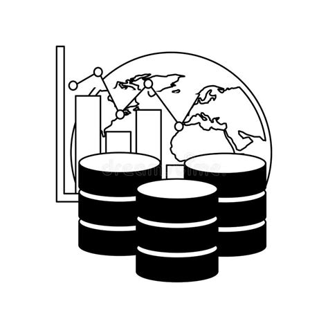 Database Center Storage World Graph Financial Stock Illustration