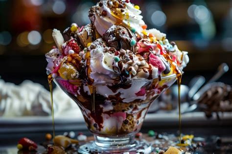 Premium Photo Decadent Sundae With Assorted Toppings