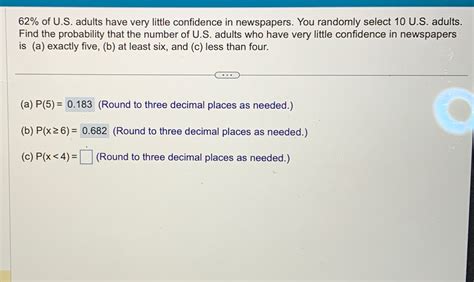 Solved 62 ﻿of Us ﻿adults Have Very Little Confidence In