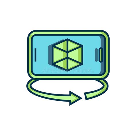 Filled Outline 3d Modeling Icon Isolated On White Background Augmented Reality Or Virtual