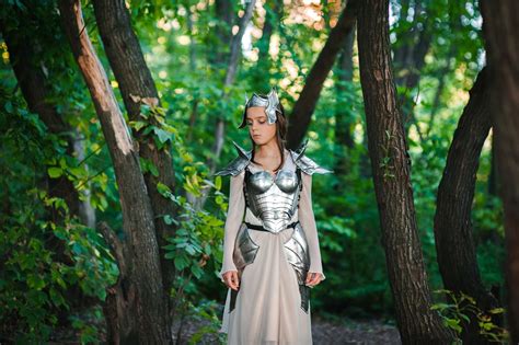 Warrior Lady Set Armor Steel Pauldrons Corset Skirt Crown Etsy