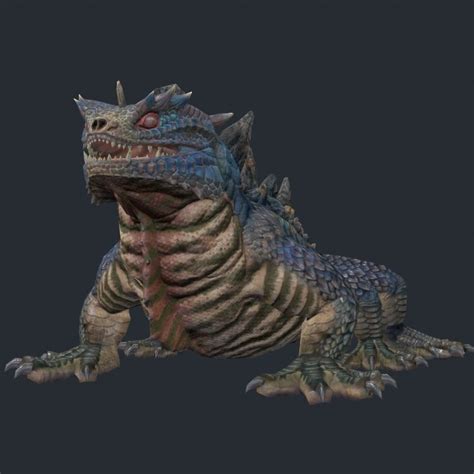 lizard monster basilisk 2 3d model game ready max obj fbx