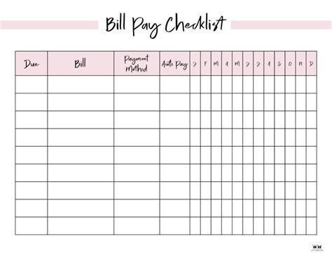 Free Printable Bill Organizer