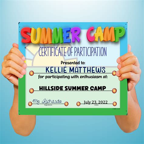 Summer Camp Certificate Fillable Certificates Powerpoint Templates Editable Certificates
